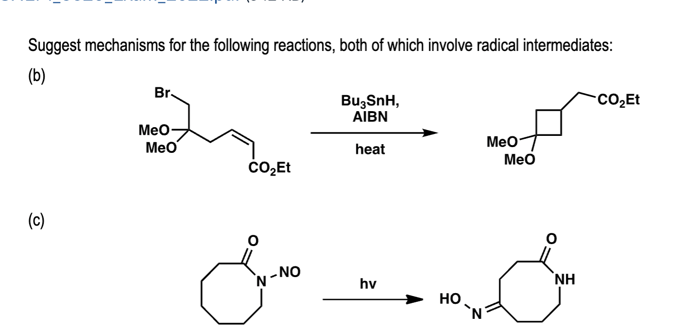 Solved Suggest mechanisms for the following reactions, both | Chegg.com