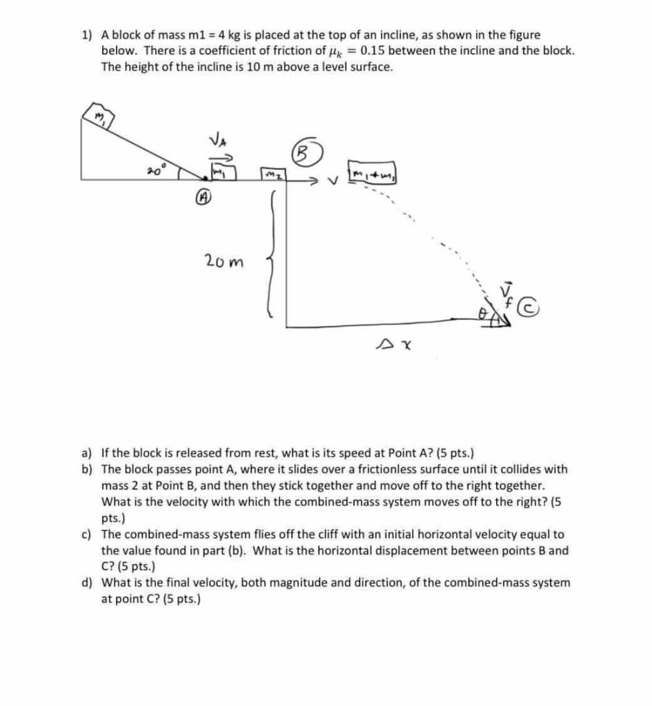 1) A block of mass m1 = 4 kg is placed at the top of | Chegg.com