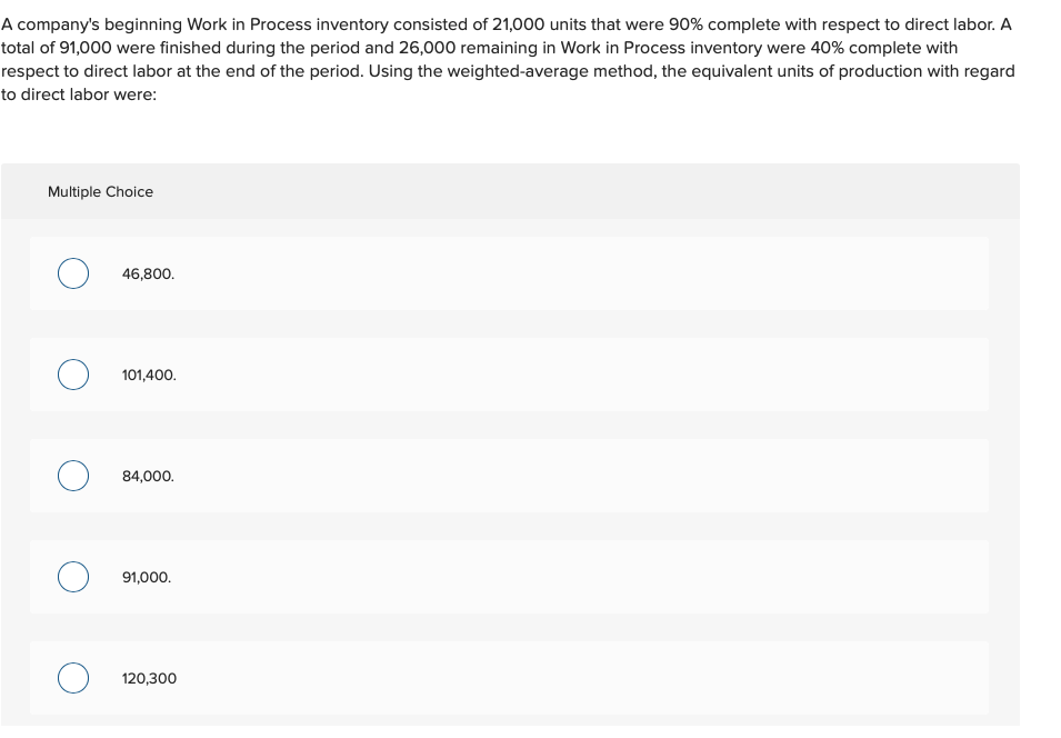 Solved A company's beginning Work in Process inventory | Chegg.com