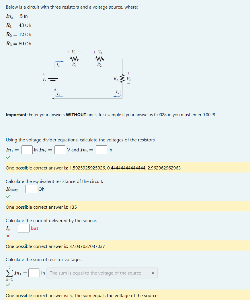 Solved Below is a circuit with three resistors and a voltage | Chegg.com