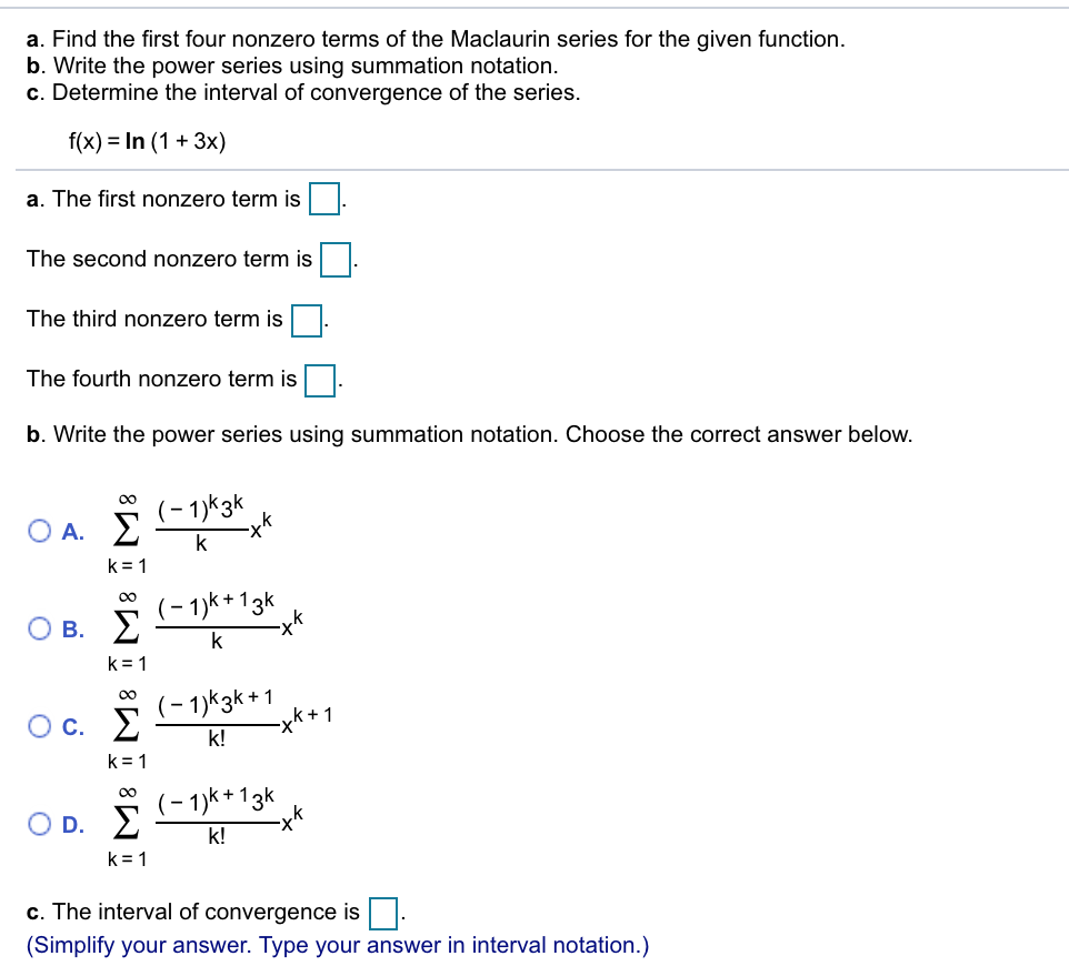 Solved a. Find the first four nonzero terms of the Maclaurin | Chegg.com