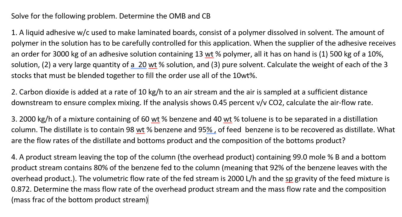 Solved Solve for the following problem. Determine the OMB | Chegg.com