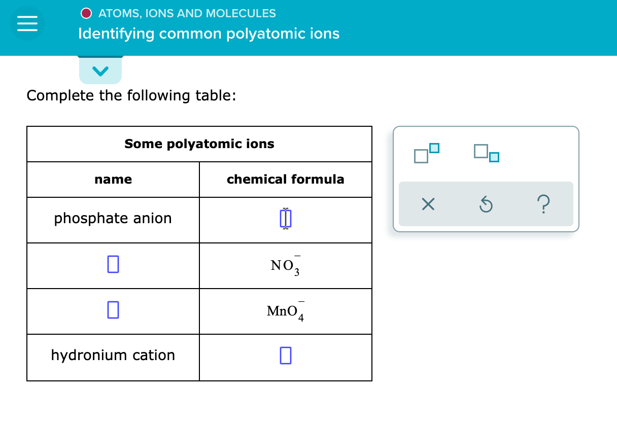 Solved O ATOMS, IONS AND MOLECULES Identifying common | Chegg.com