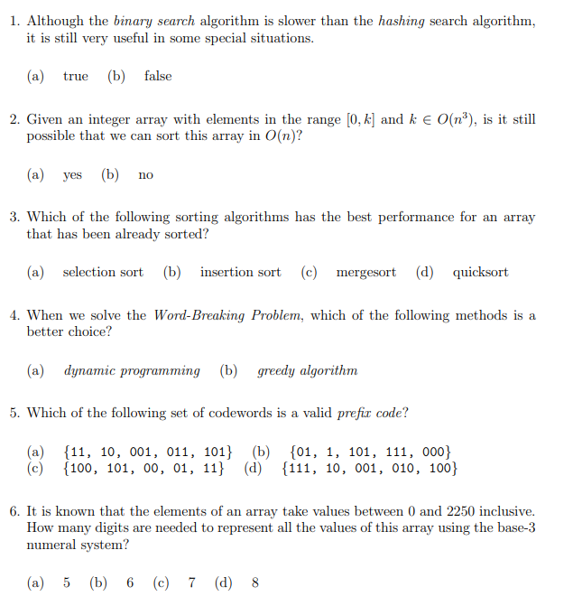 Solved 1 Although The Binary Search Algorithm Is Slower 4087