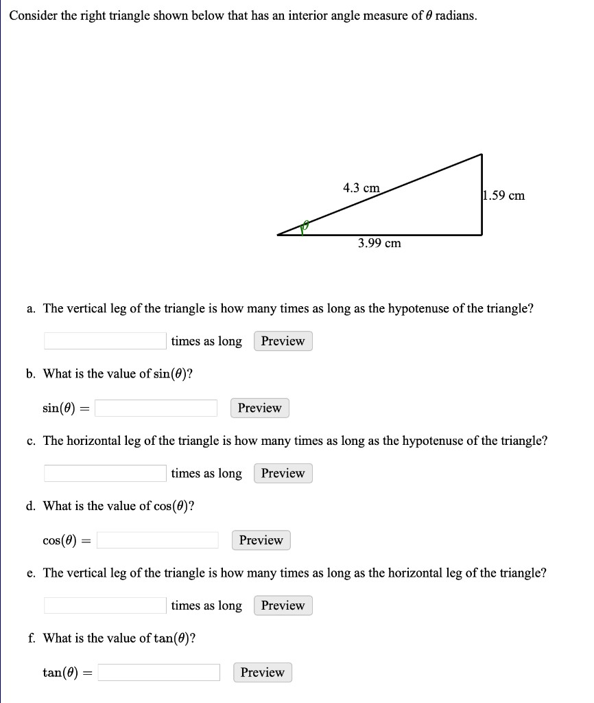 Solved Consider the right triangle shown below that has an | Chegg.com