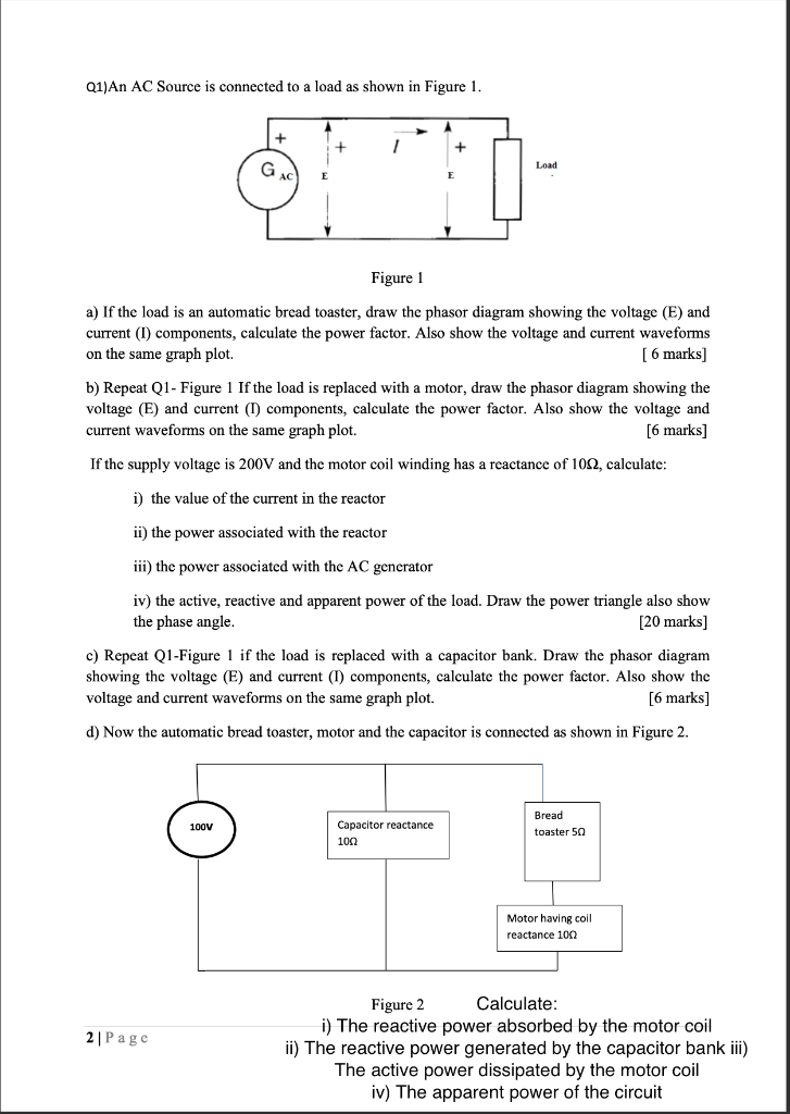 Solved Q1)An AC Source is connected to a load as shown in | Chegg.com
