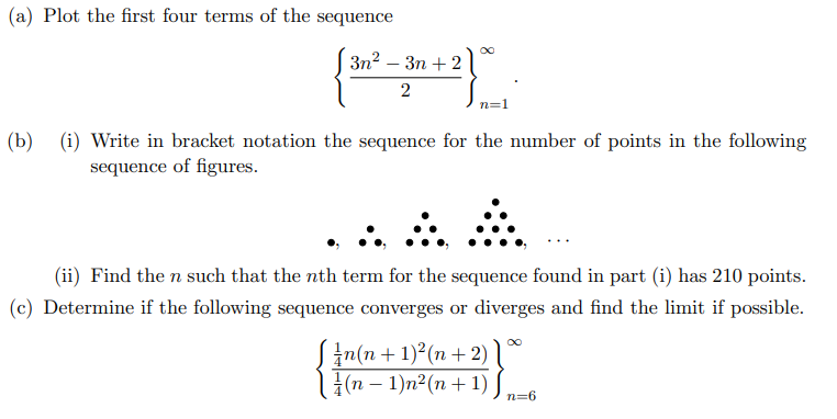 Solved (a) Plot the first four terms of the sequence 3n2 – | Chegg.com