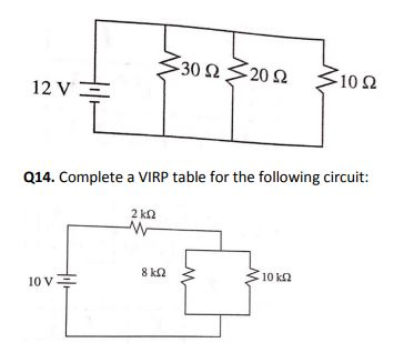Solved 530 Ω320 Ω 12V -10 Ω Q14. Complete a VIRP table for | Chegg.com