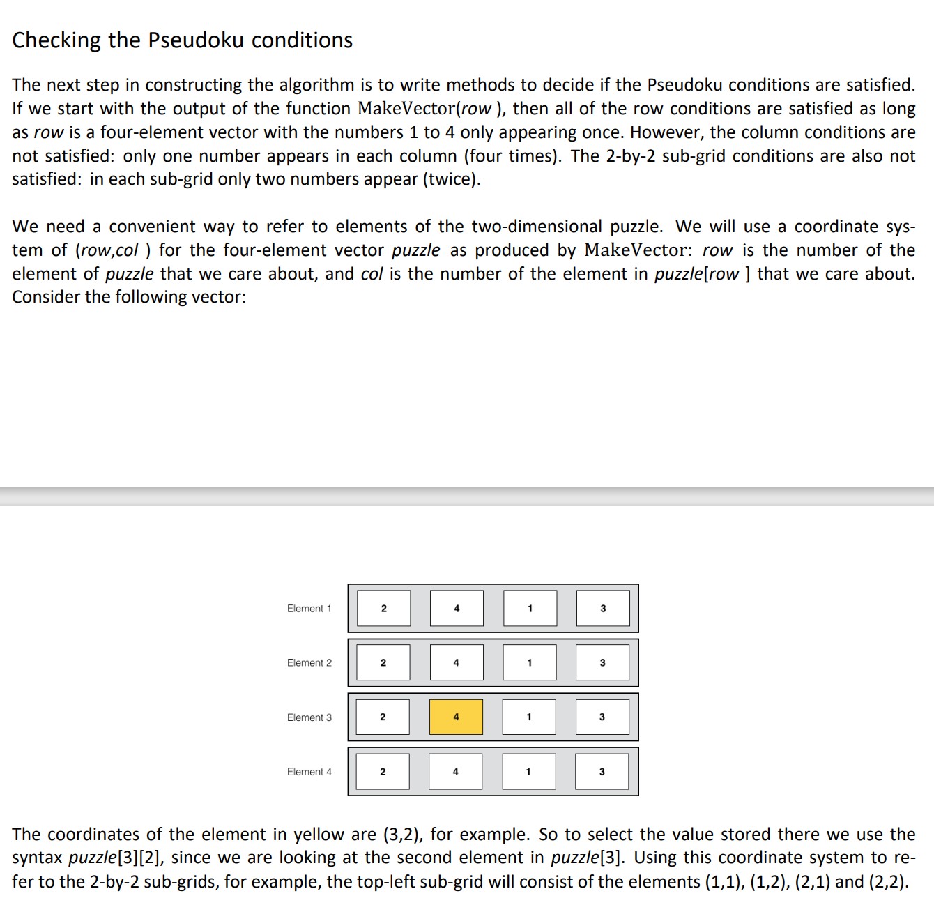 Solved Checking the Pseudoku conditions The next step in | Chegg.com