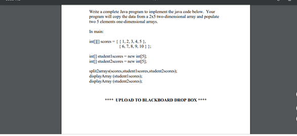 Solved Write a complete Java program to implement the java | Chegg.com