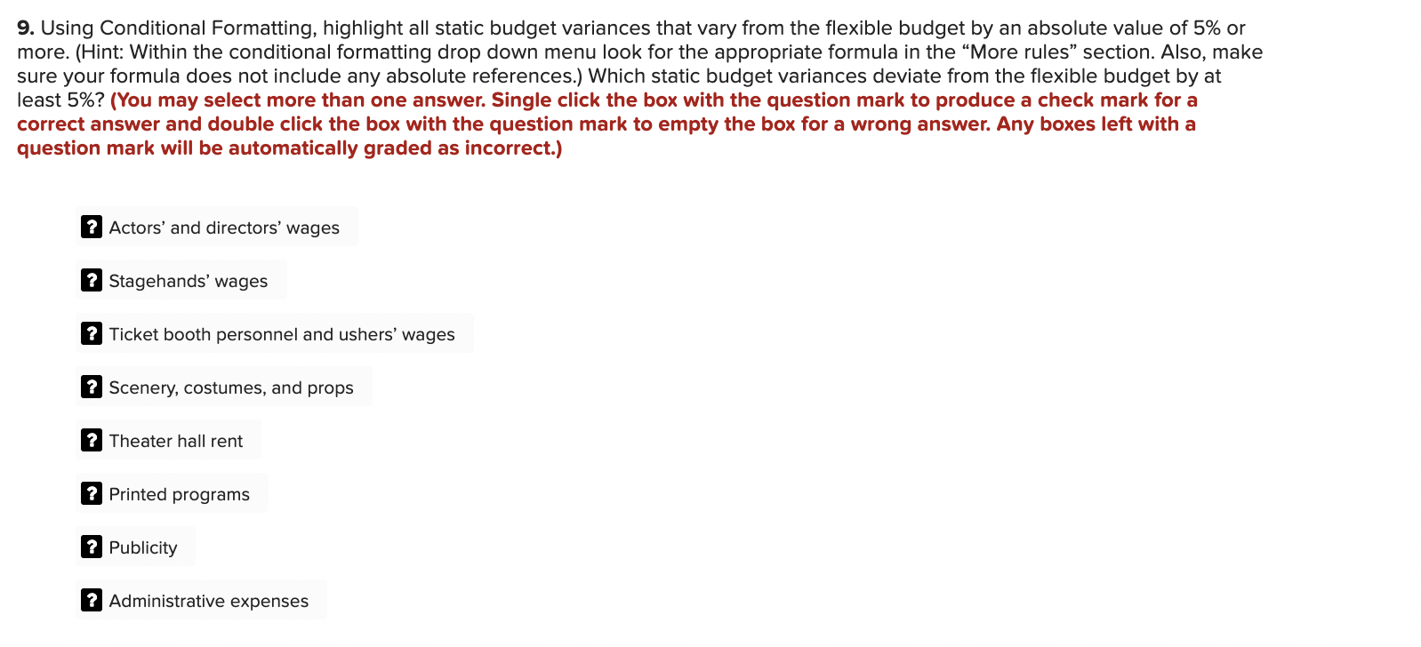 9. Using Conditional Formatting, highlight all static | Chegg.com