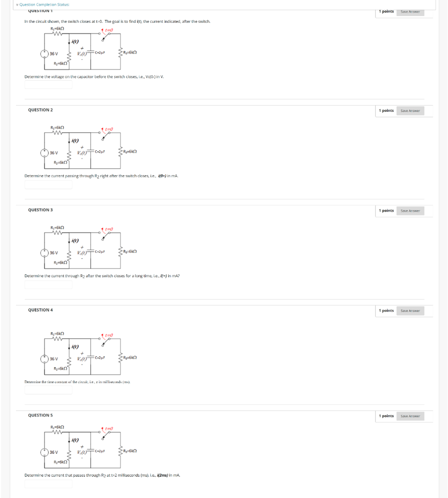 Solved QUESTION 1 In the circuit shown, the switch closes | Chegg.com