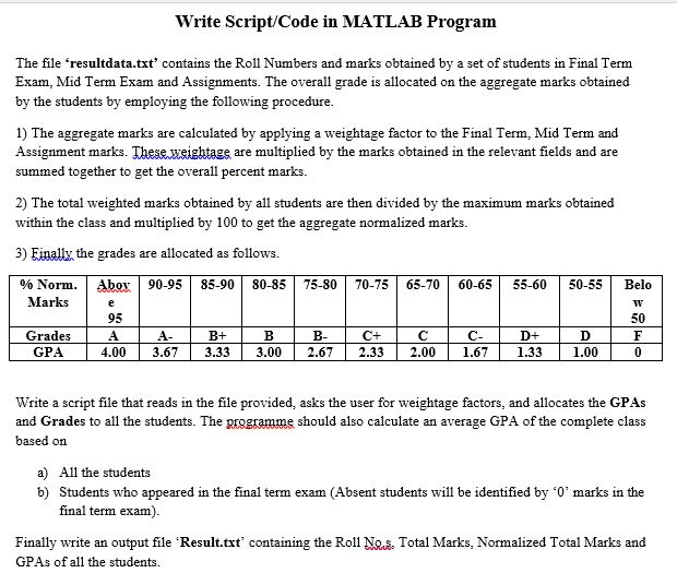 Write Scriptcode In Matlab Program The File