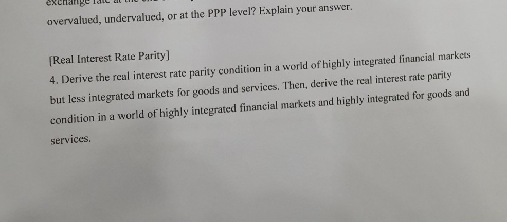 exchange overvalued, undervalued, or at the PPP | Chegg.com