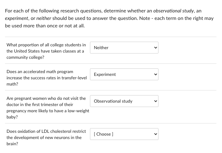 Solved For each of the following research questions, | Chegg.com