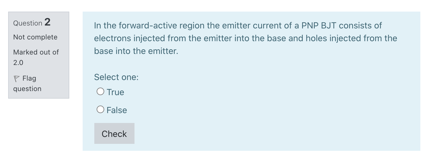 Solved Question 2 Not complete In the forward-active region | Chegg.com