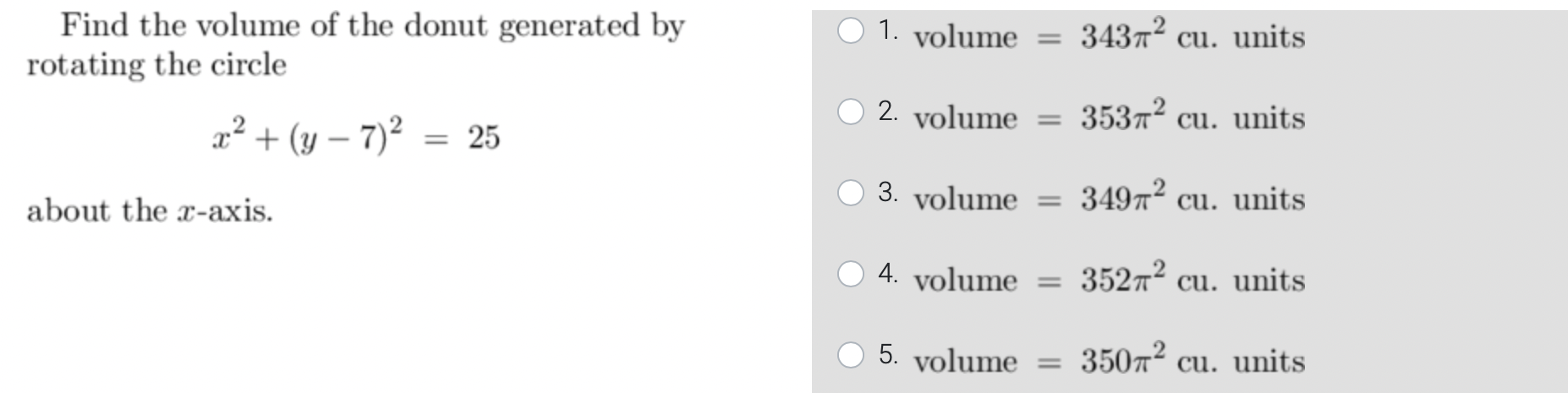 Solved Find the volume of the donut generated by 1. volume | Chegg.com