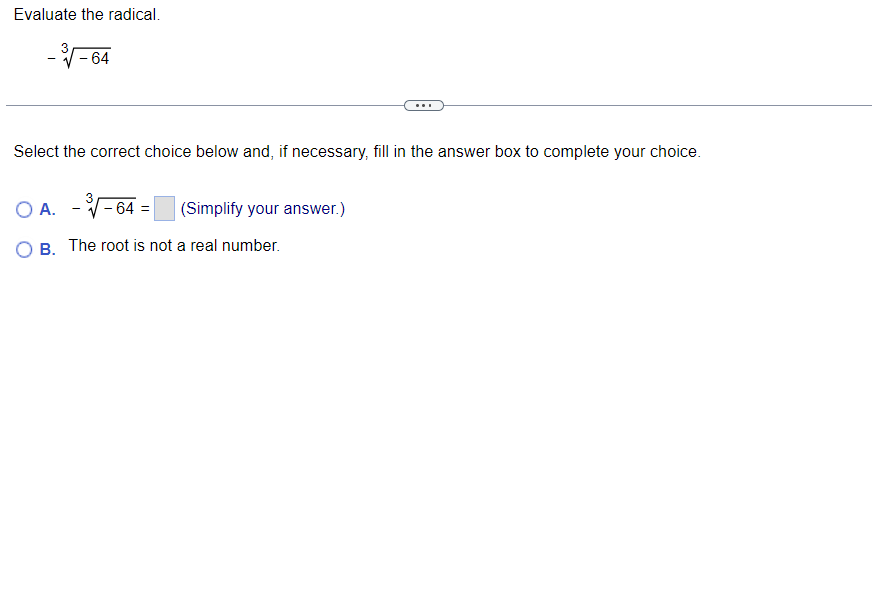 Solved Evaluate the radical. 3−27 Select the correct choice | Chegg.com