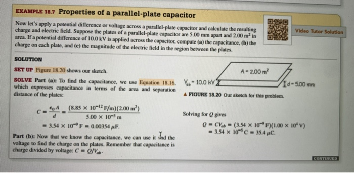 Solved EXAMPLE 18.7 Properties of a parallel-plate capacitor | Chegg.com