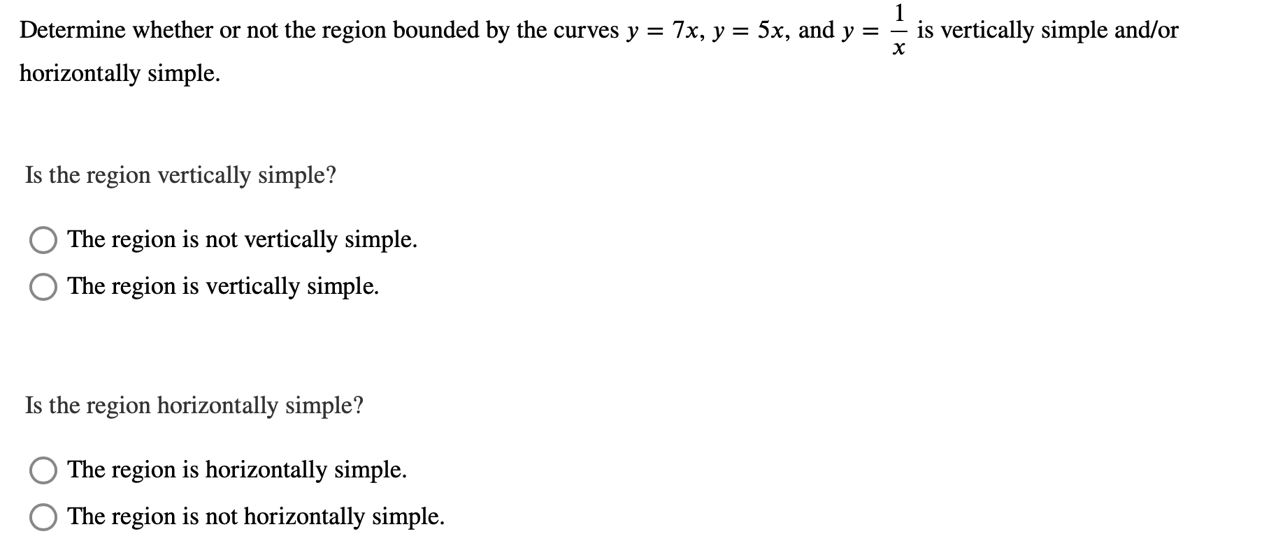 Solved 1 = is vertically simple and/or Determine whether or | Chegg.com