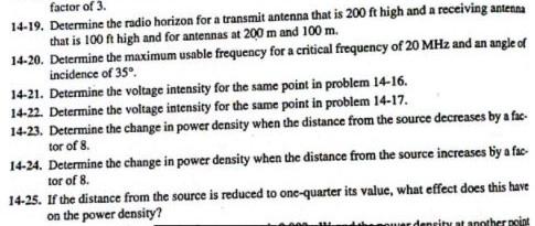 Solved factor of 3. 14-19. Determine the radio horizon for a | Chegg.com