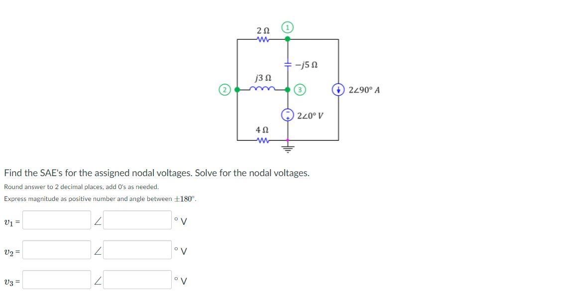 Solved 212 w -j5 Ω j312 + 2290° A 220° V 412 w Find the | Chegg.com