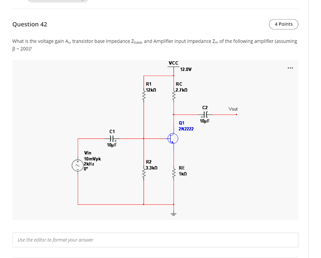 Solved What is the voltage gain Av, transistor base | Chegg.com