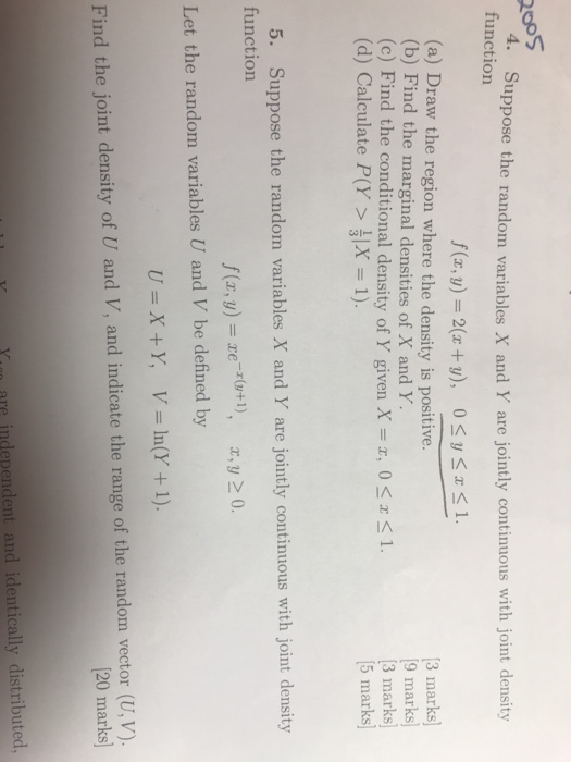 Solved 4. Suppose the random variables X and Y are jointly | Chegg.com