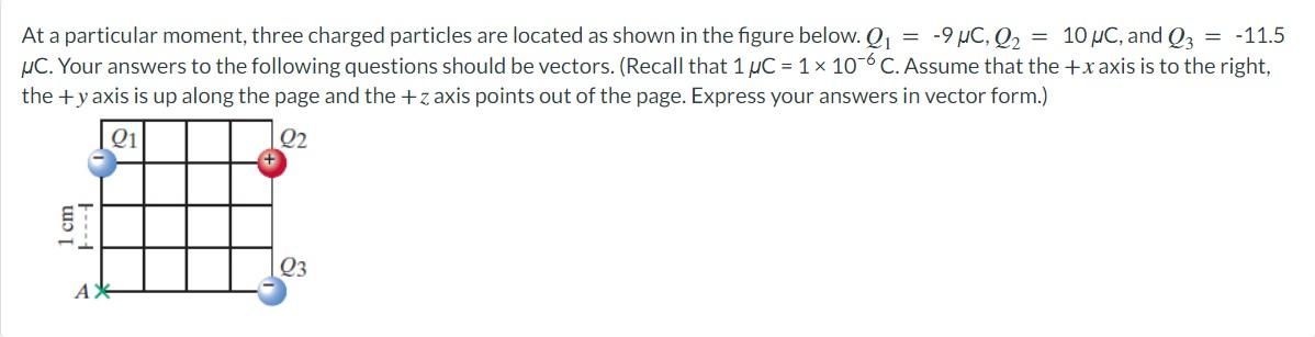 Solved At a particular moment, three charged particles are | Chegg.com