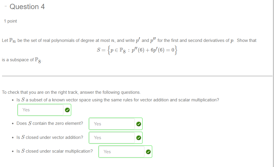 Solved Use the subspace theorem to prove that S is a | Chegg.com