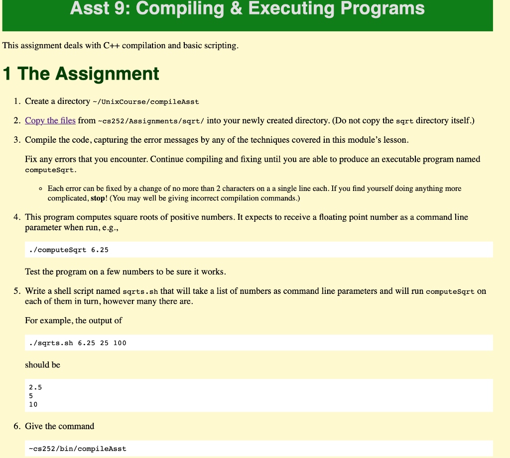 Solved Asst 9: Compiling \& Executing Programs This | Chegg.com Solved Asst 9: Compiling \& Executing Programs This | Chegg.com