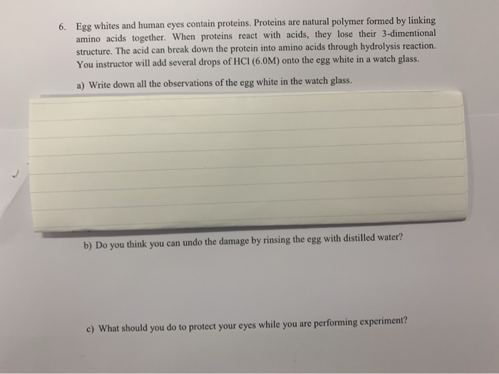 Solved Egg whites and human eyes contain proteins. Proteins | Chegg.com