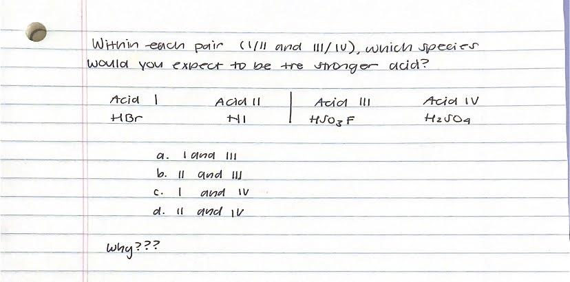 Solved Within each pair (1/11 and III/IV), which species | Chegg.com