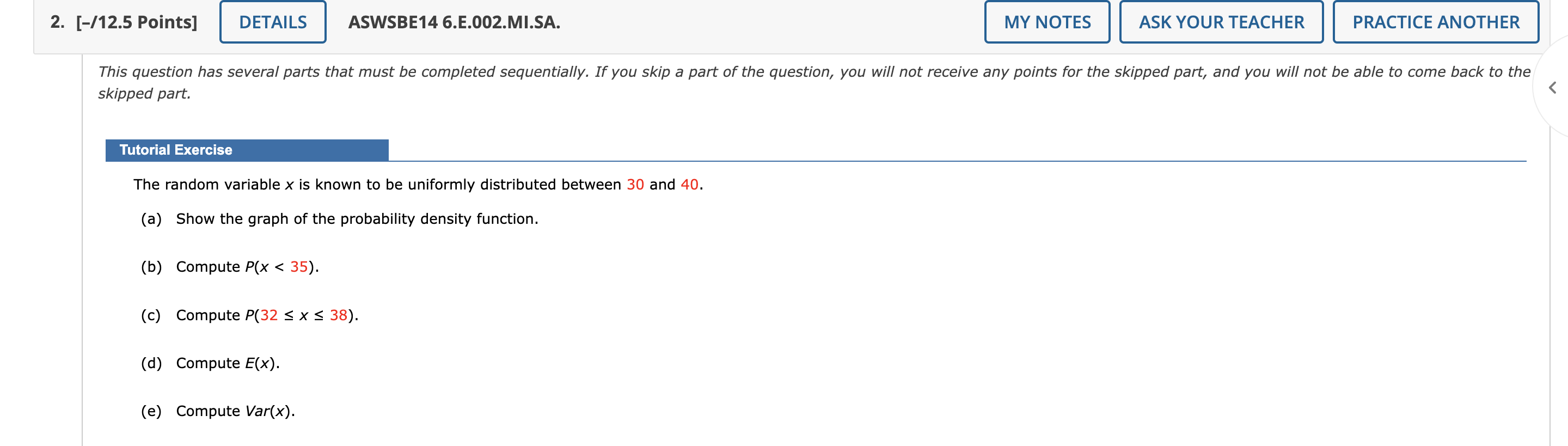 Solved The random variable x is known to be uniformly | Chegg.com
