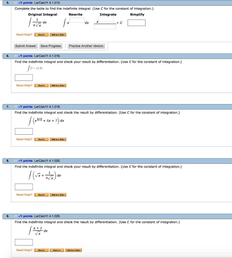 Solved 5. o-11 points LarCalc11 4.1.013 Complete the table | Chegg.com Solved 5. o-11 points LarCalc11 4.1.013 Complete the table | Chegg.com