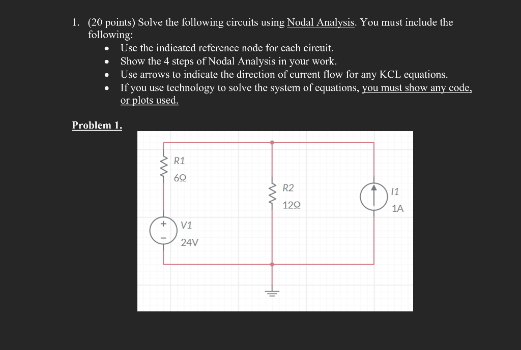 Solved 1. (20 points) Solve the following circuits using | Chegg.com
