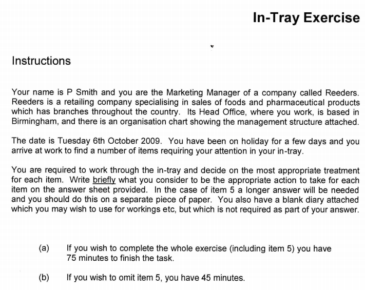 In-Tray Exercise Instructions Your name is P Smith | Chegg.com