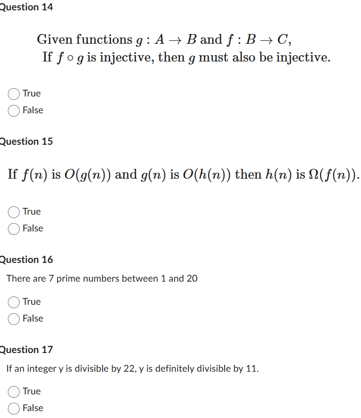 Solved Given Functions G A→b And F B→c If F∘g Is Injective