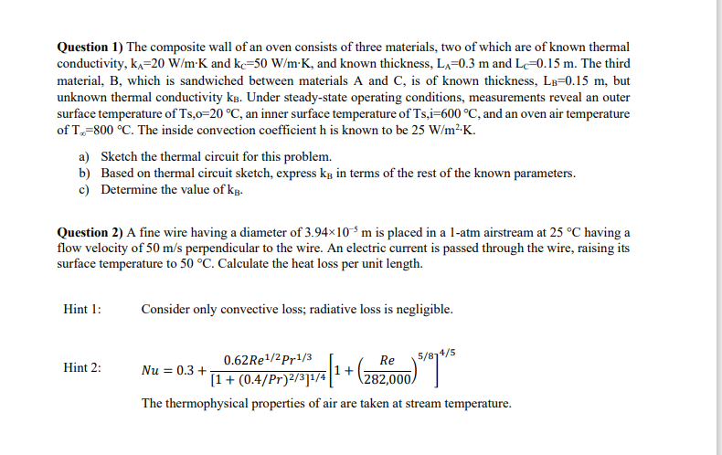 Solved Question 1) The composite wall of an oven consists of | Chegg.com