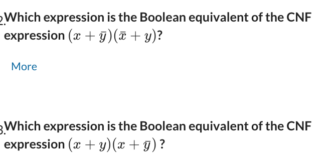 Solved Which Expression Is The Boolean Equivalent Of The Cnf