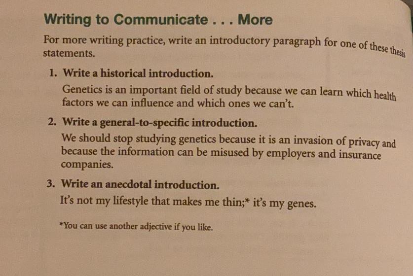 Solved Writing to Communicate ... More For more writing | Chegg.com