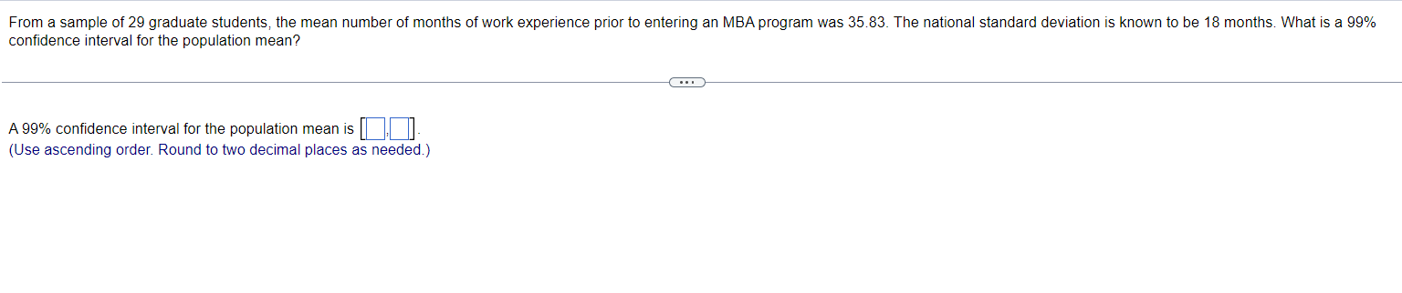 Solved Confidence Interval For The Population Mean A 99 Chegg