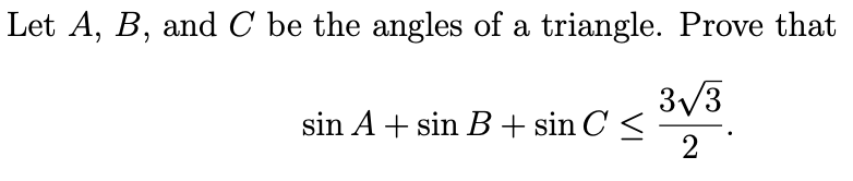 Solved Let A,B, and C be the angles of a triangle. Prove | Chegg.com