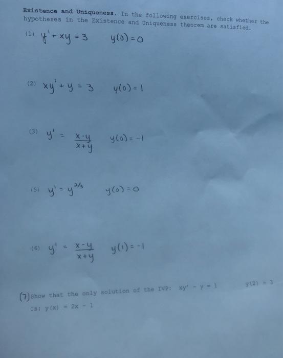 Solved Existence and Uniqueness. In the following exercises, | Chegg.com Solved Existence and Uniqueness. In the following exercises, | Chegg.com