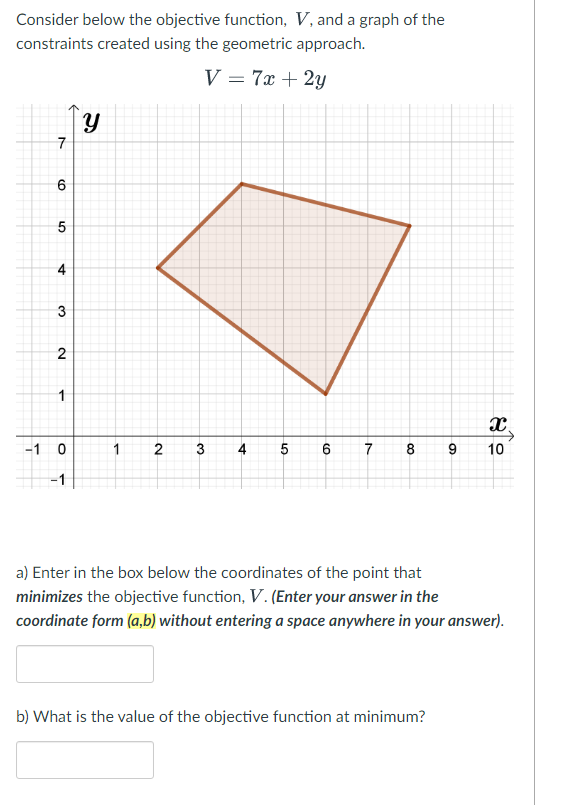 Solved Consider below the objective function, V, and a graph | Chegg.com