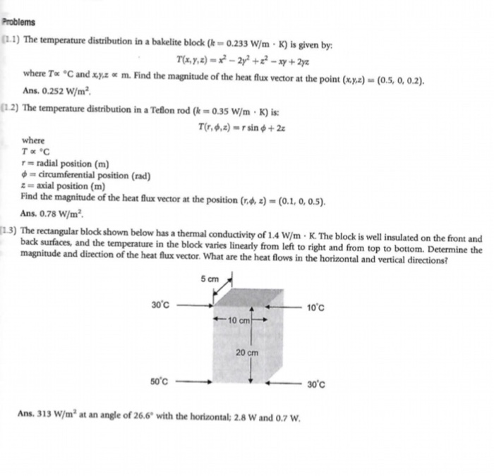 Solved The temperature distribution in a bakelite block (k = | Chegg.com