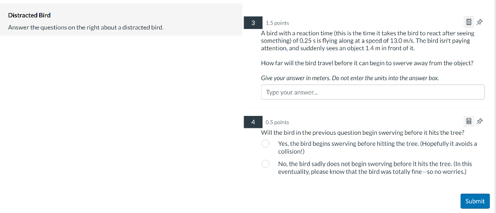 Distracted Bird 31.5 points Answer the questions on | Chegg.com