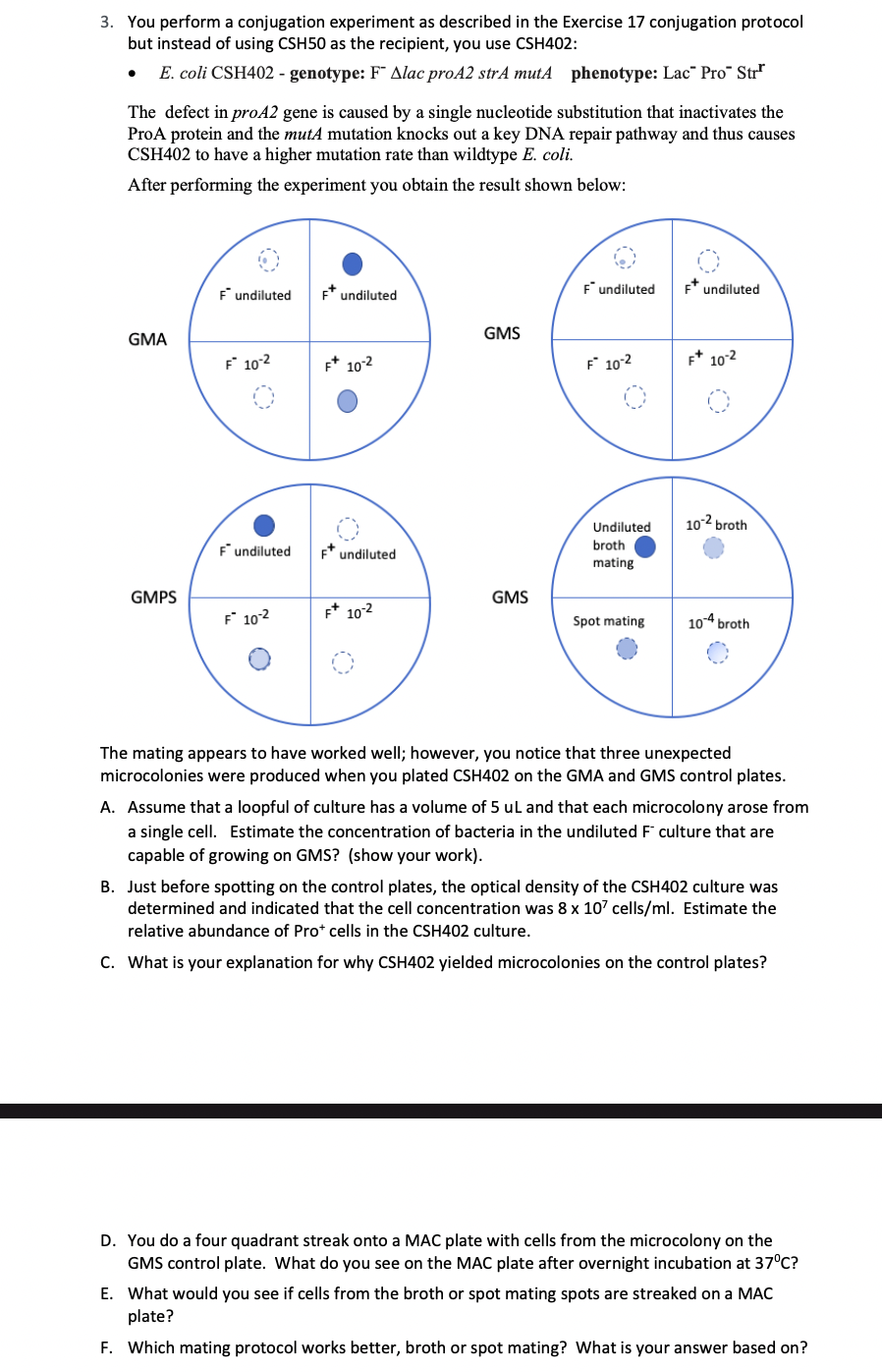 3. You perform a conjugation experiment as described | Chegg.com