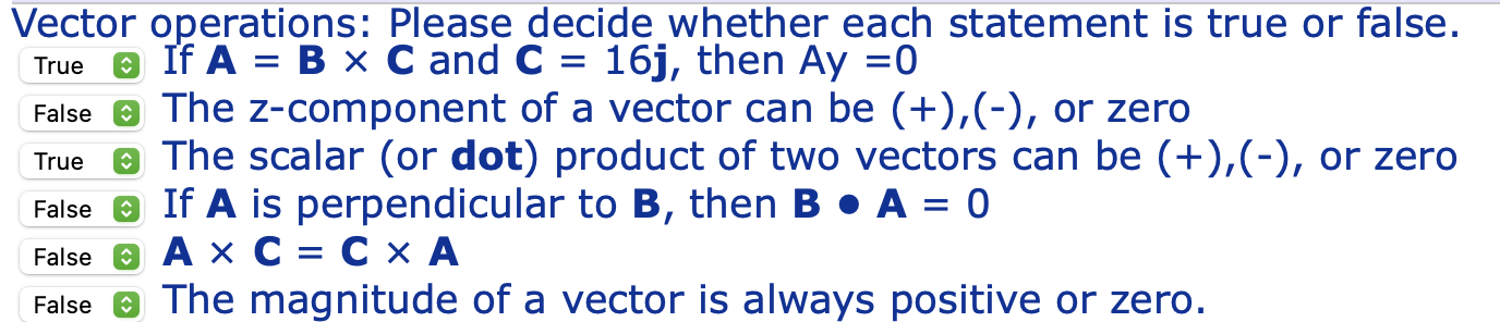 Solved Vector operations: Please decide whether each | Chegg.com