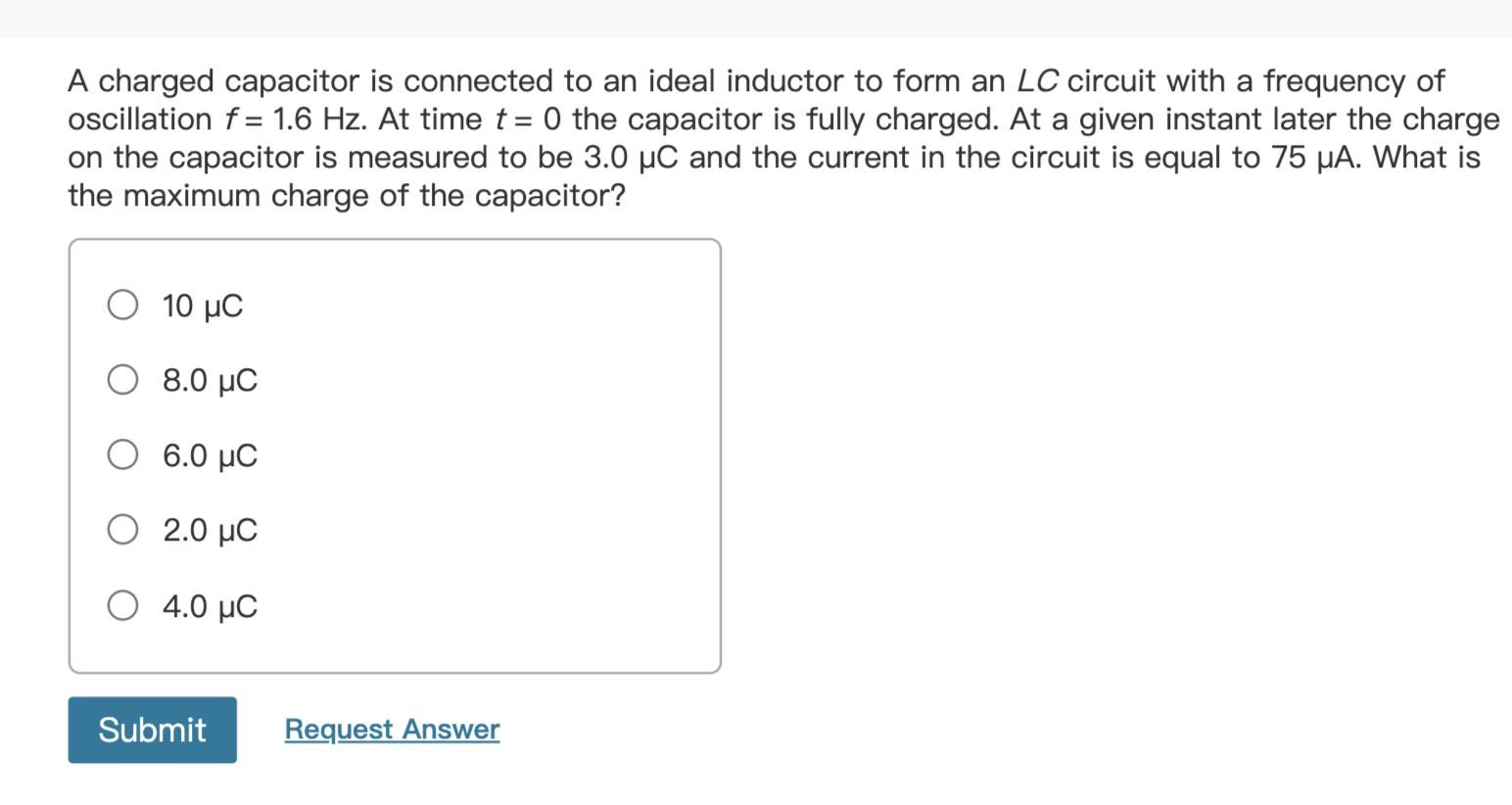 Solved A charged capacitor is ﻿connected to an ﻿ideal | Chegg.com